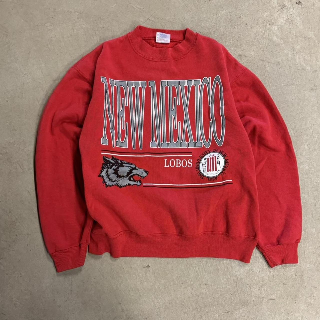 vintage university of new mexico lobos red crewneck... - Depop
