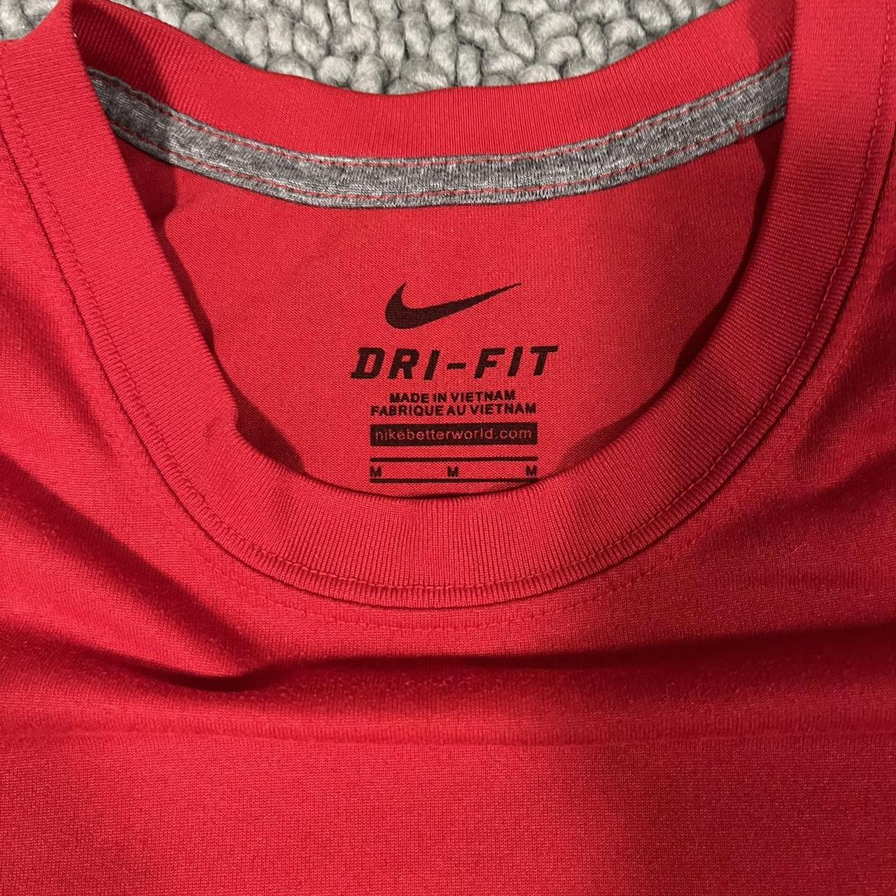 red nike dri fit longsleeve undershirt - Depop