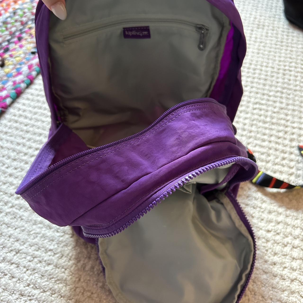 purple mini kipling backpack used a few times - Depop