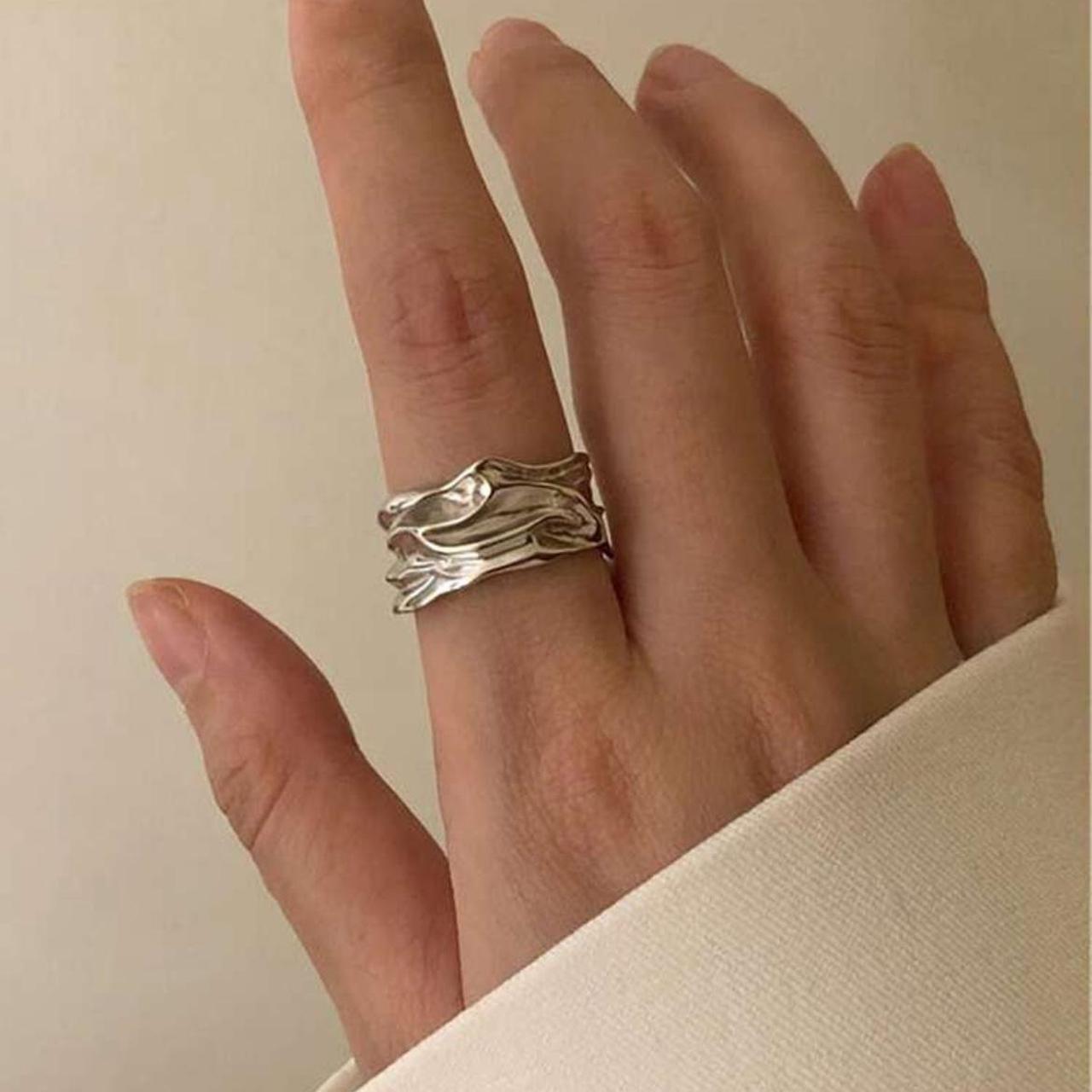 silver unisex ring, great for streetwear!!... - Depop