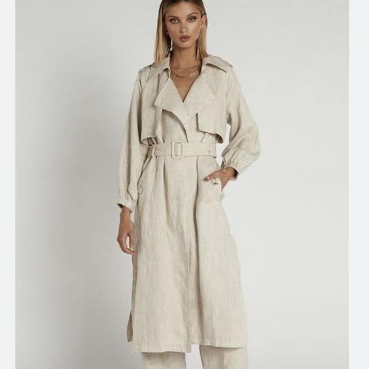 Dissh linen trench coat Size S 100% linen and lined... - Depop