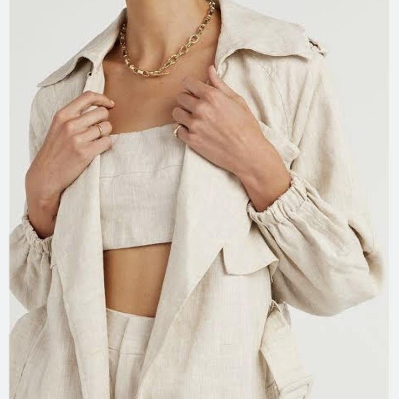 Dissh linen trench coat Size S 100% linen and lined... - Depop