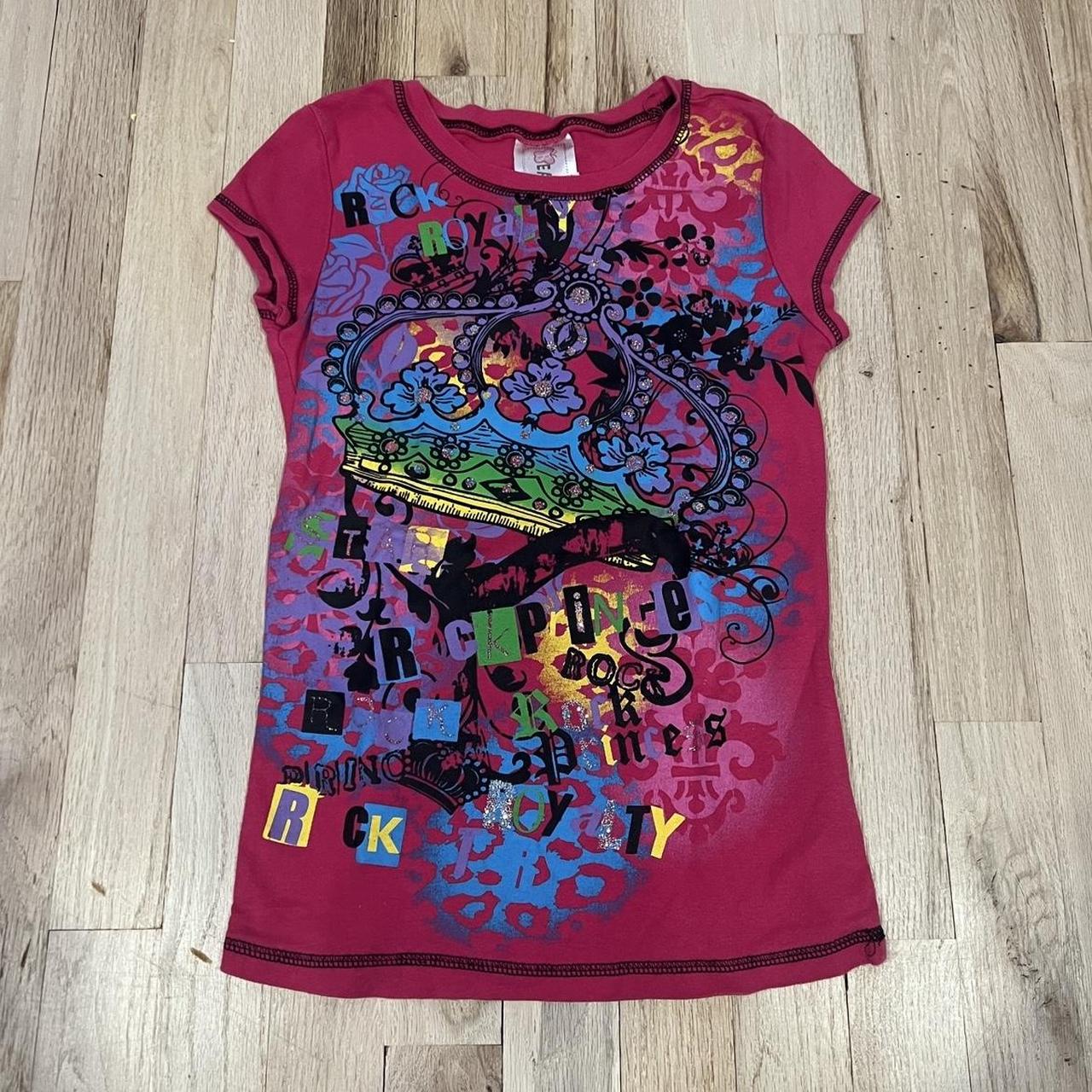 super cute beautees hot pink scene tee with rainbow... | Depop