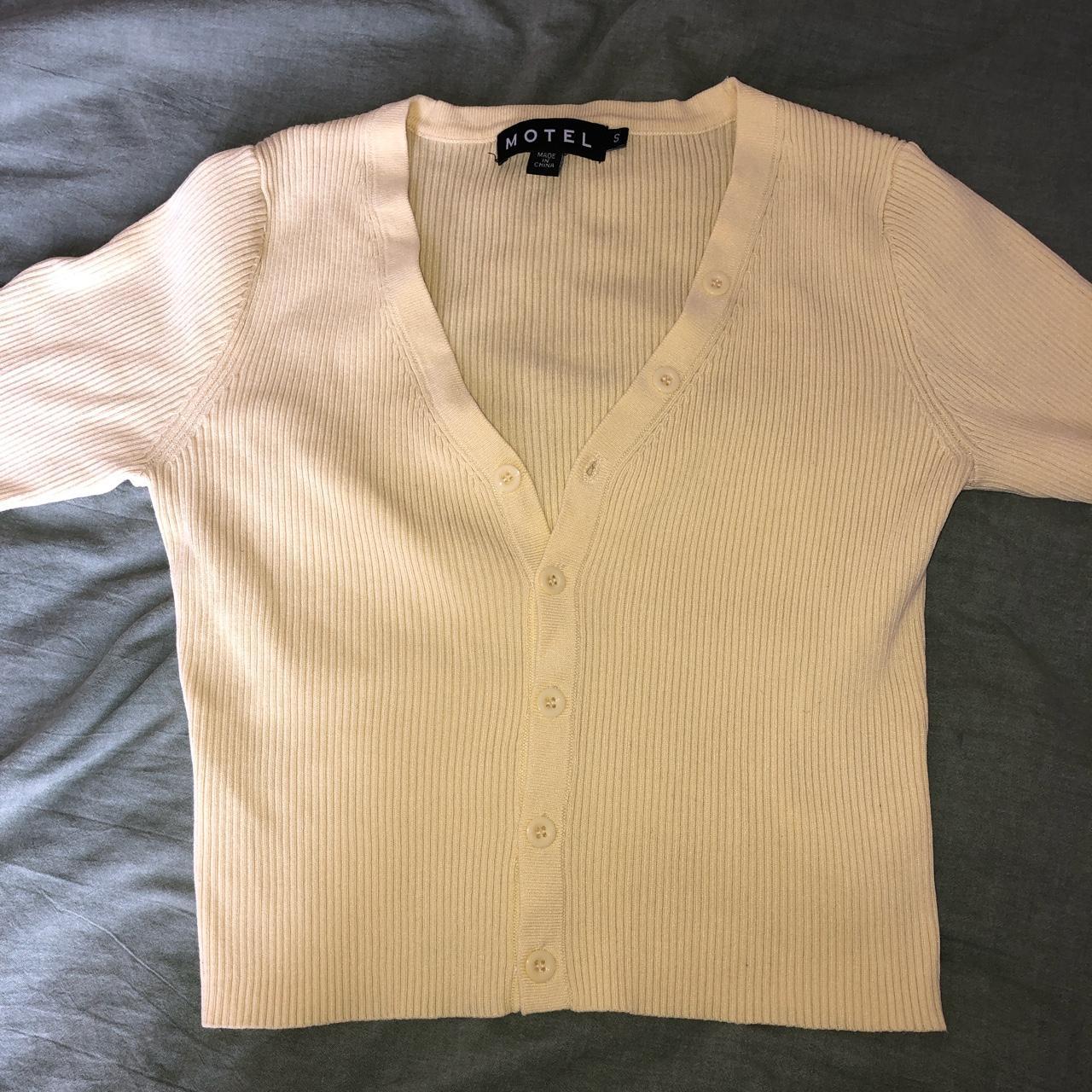motel rocks cropped button cardigan light yellow... - Depop