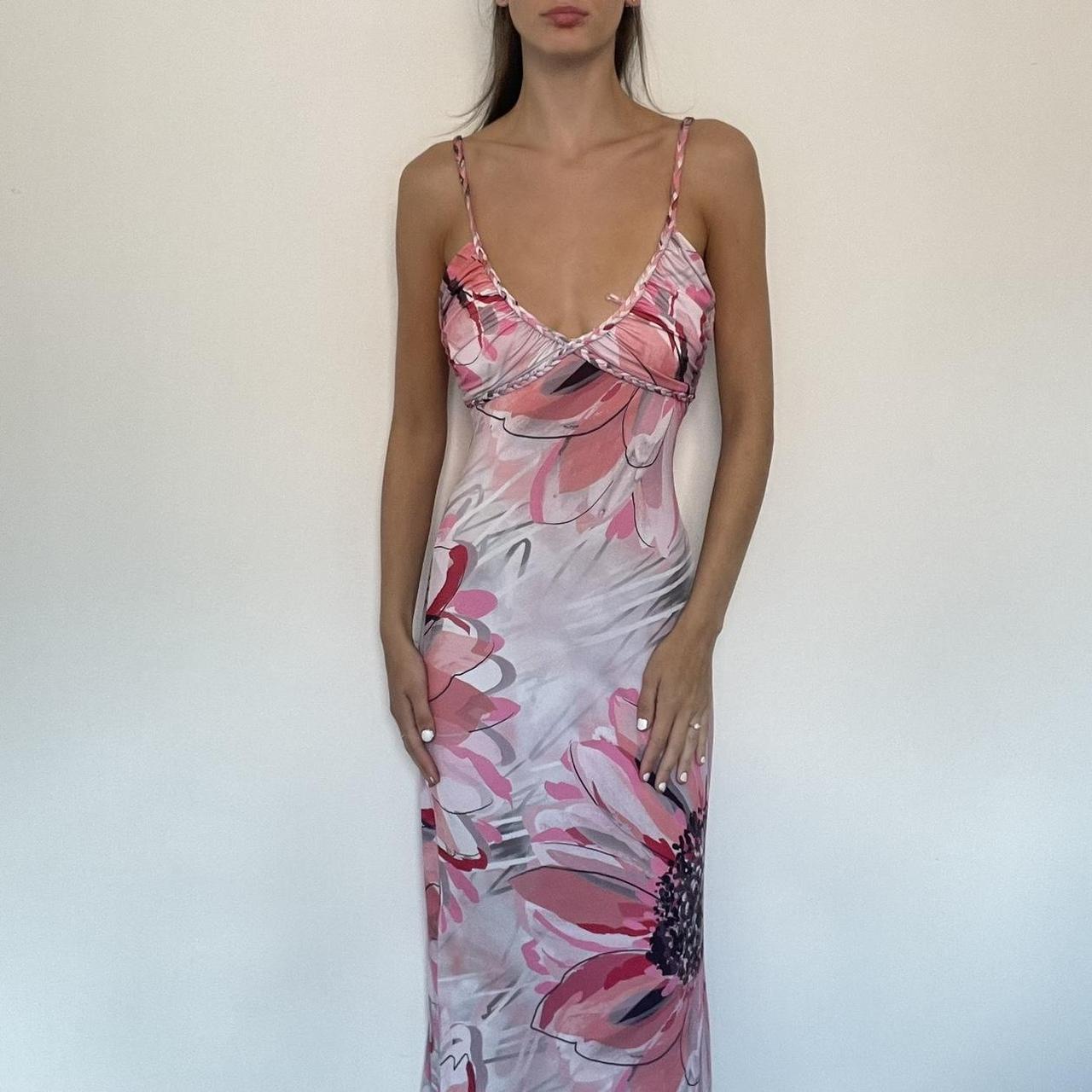 Pink low cut maxi dress summer dress from Jane... - Depop