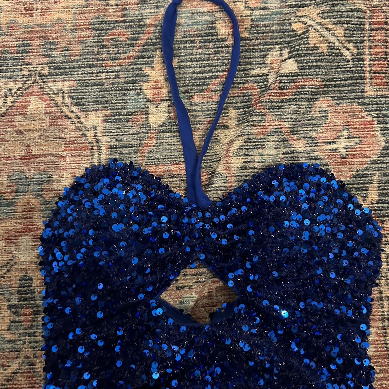 royal blue sequence dress. only worn once for prom.... - Depop