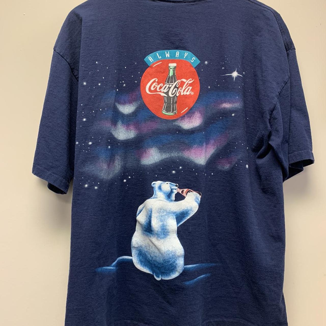 Coca-Cola Men's Navy and White T-shirt | Depop