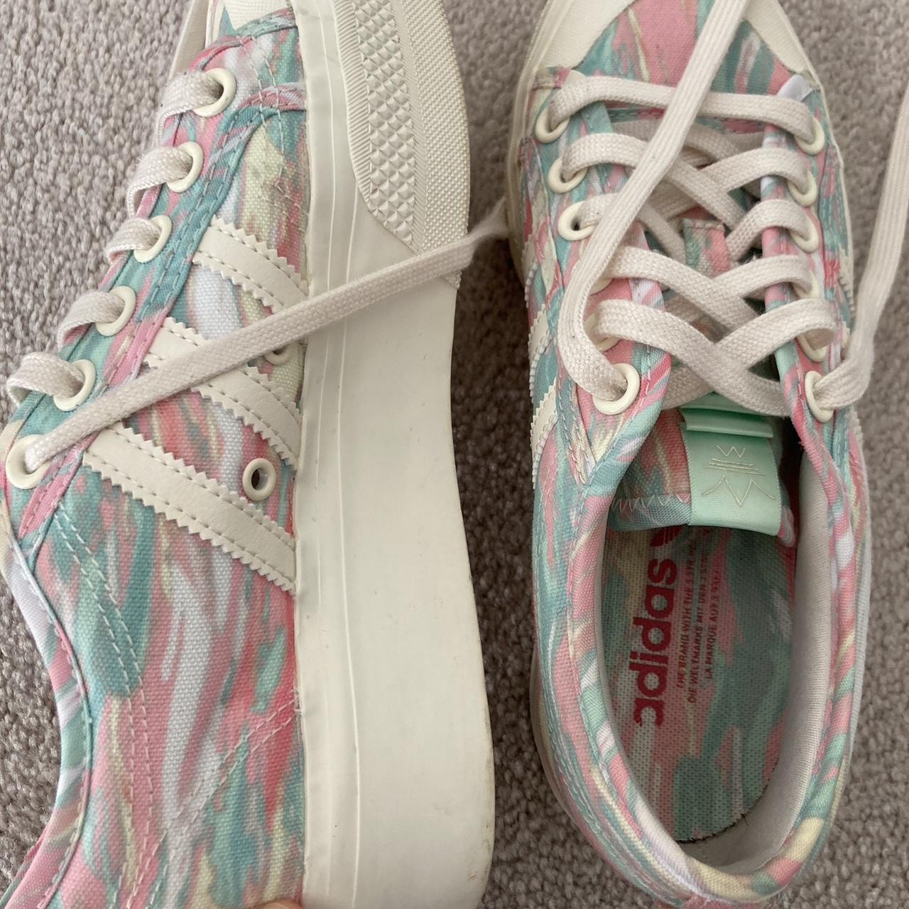 ADIDAS Pastel Swirl Platform Lace Up Sneakers Shoes... - Depop