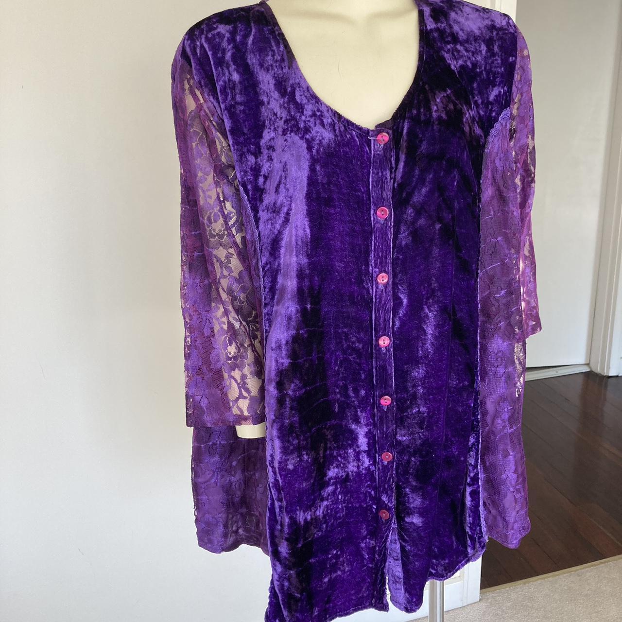 GYPSY ROSE Purple Velvet Lace Hippie Witchy Top... - Depop