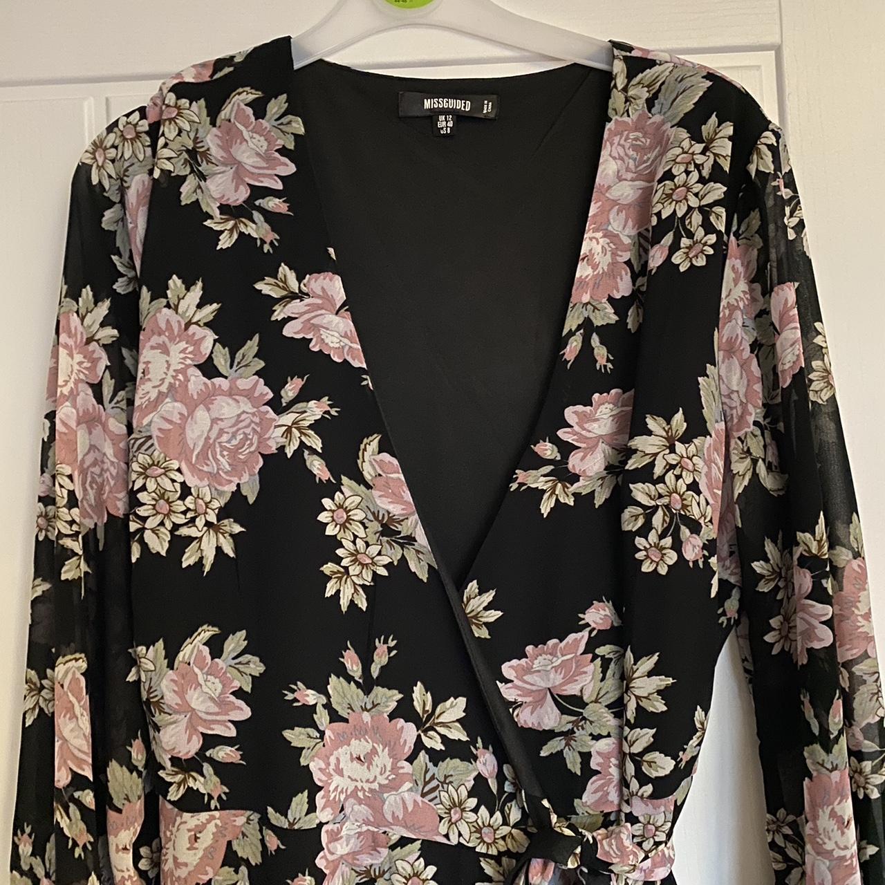 Missguided maxi wrap floral dress, size 12... - Depop