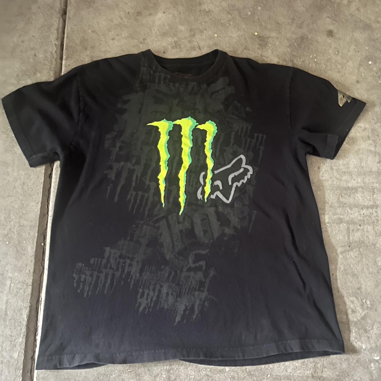 -discontinued fox racing x monster tee ️ -size XL -no... - Depop