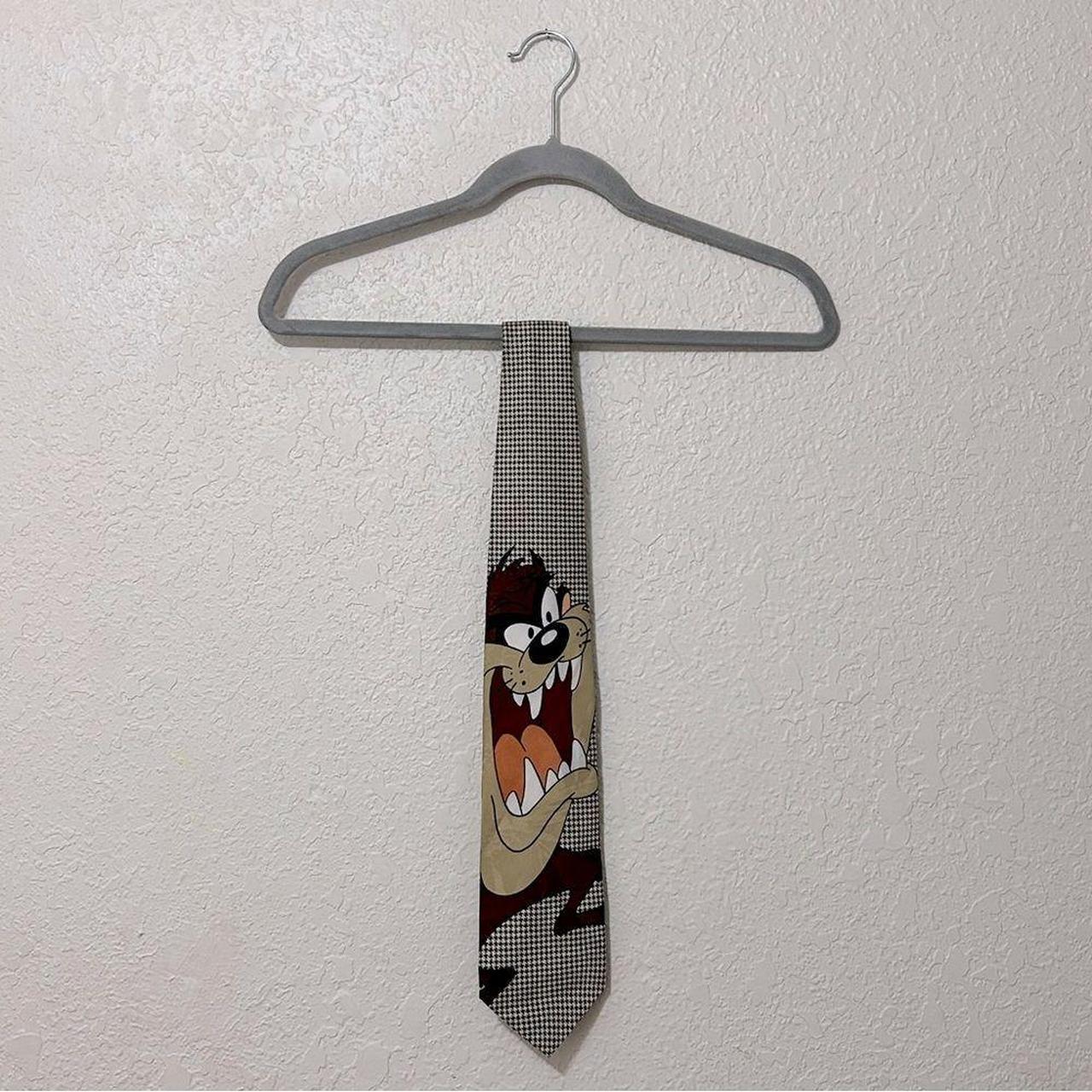 Vintage Tasmanian Devil tie Black and white... - Depop