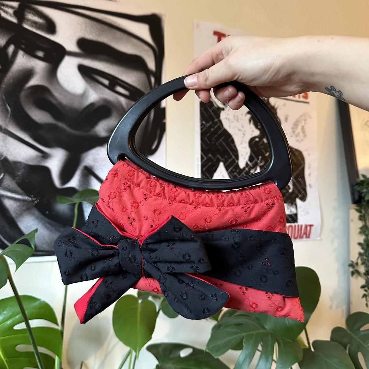 The sweetest black and red bow bag, so so cute and... - Depop