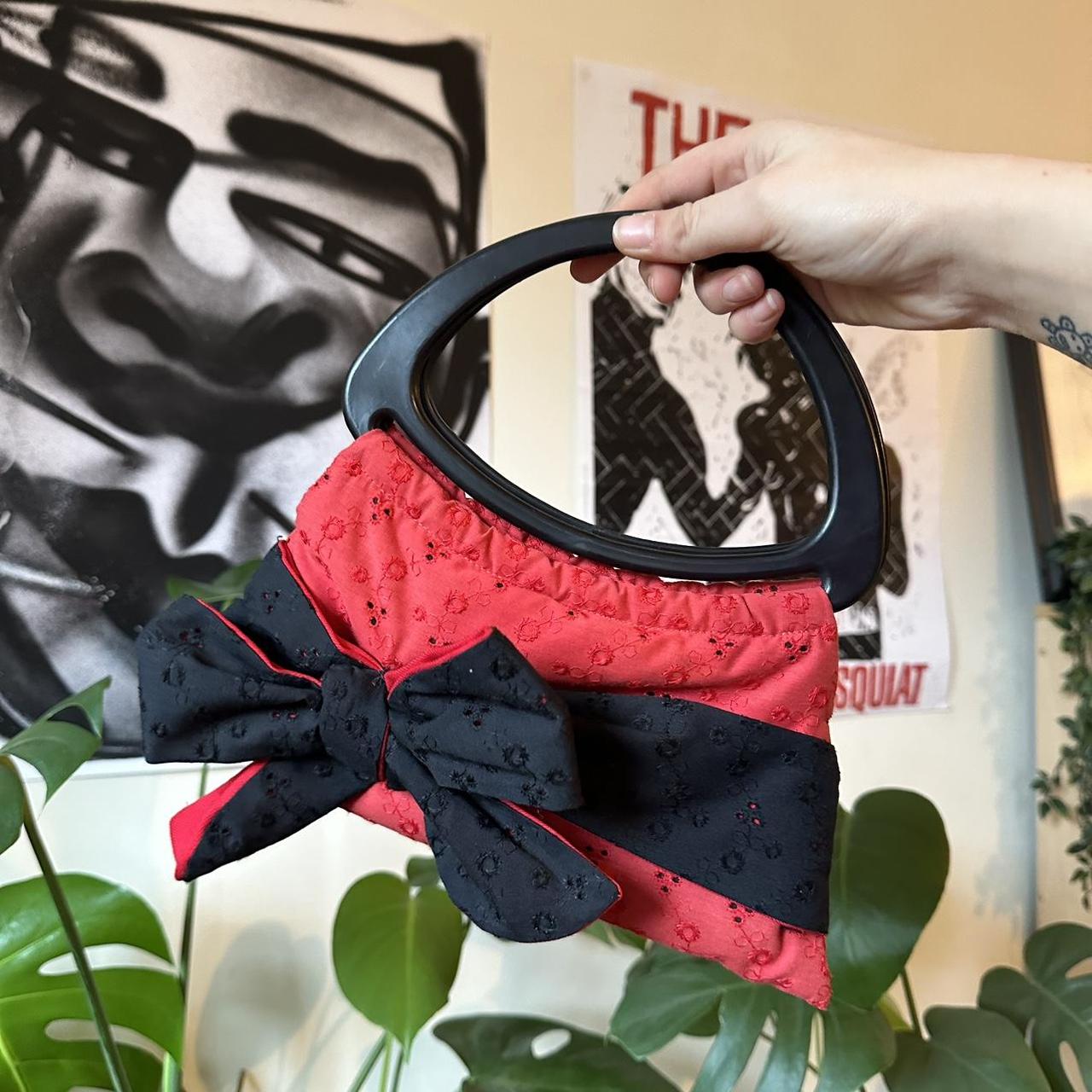 The sweetest black and red bow bag, so so cute and... - Depop