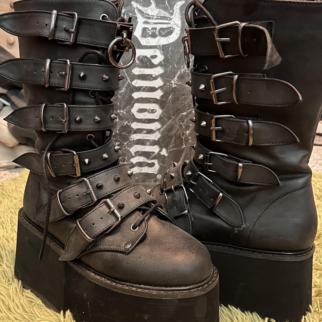 DEMONIA DAMNED-225 LEATHER 3 INCH PLATFORM BOOTS... - Depop