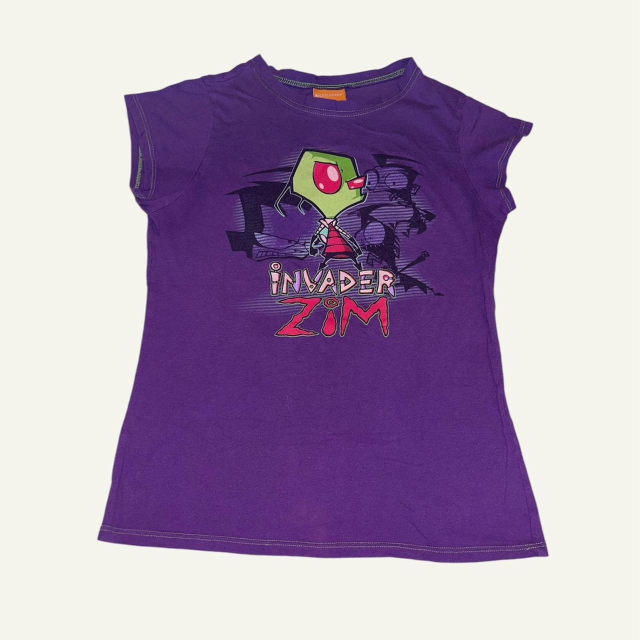 Invader Zim and Dib Purple T-Shirt w/ Green... - Depop