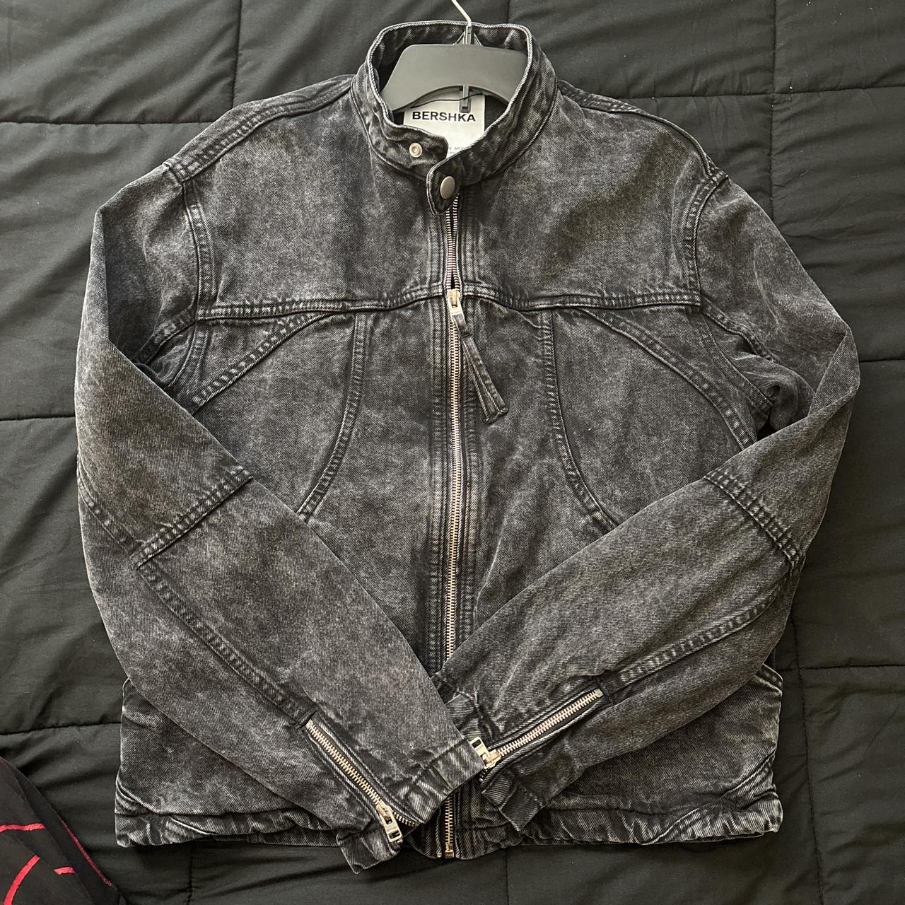 Black and grey Bench denim jacket Bershka #denim... | Depop