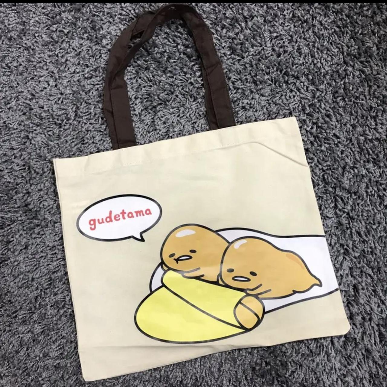 Gudetama canvas tote bag, single sided pattern,... - Depop Gudetama canvas tote bag, single sided pattern,... - Depop