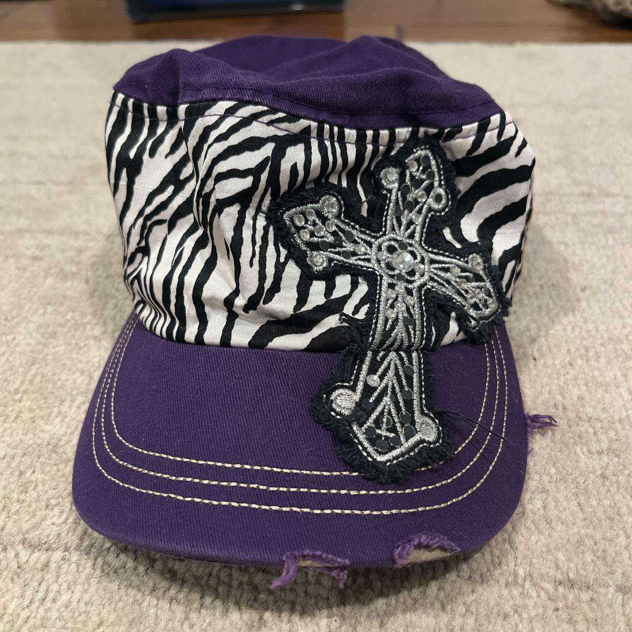 Gorgeous purple zebra print cross hat Dope cross... - Depop