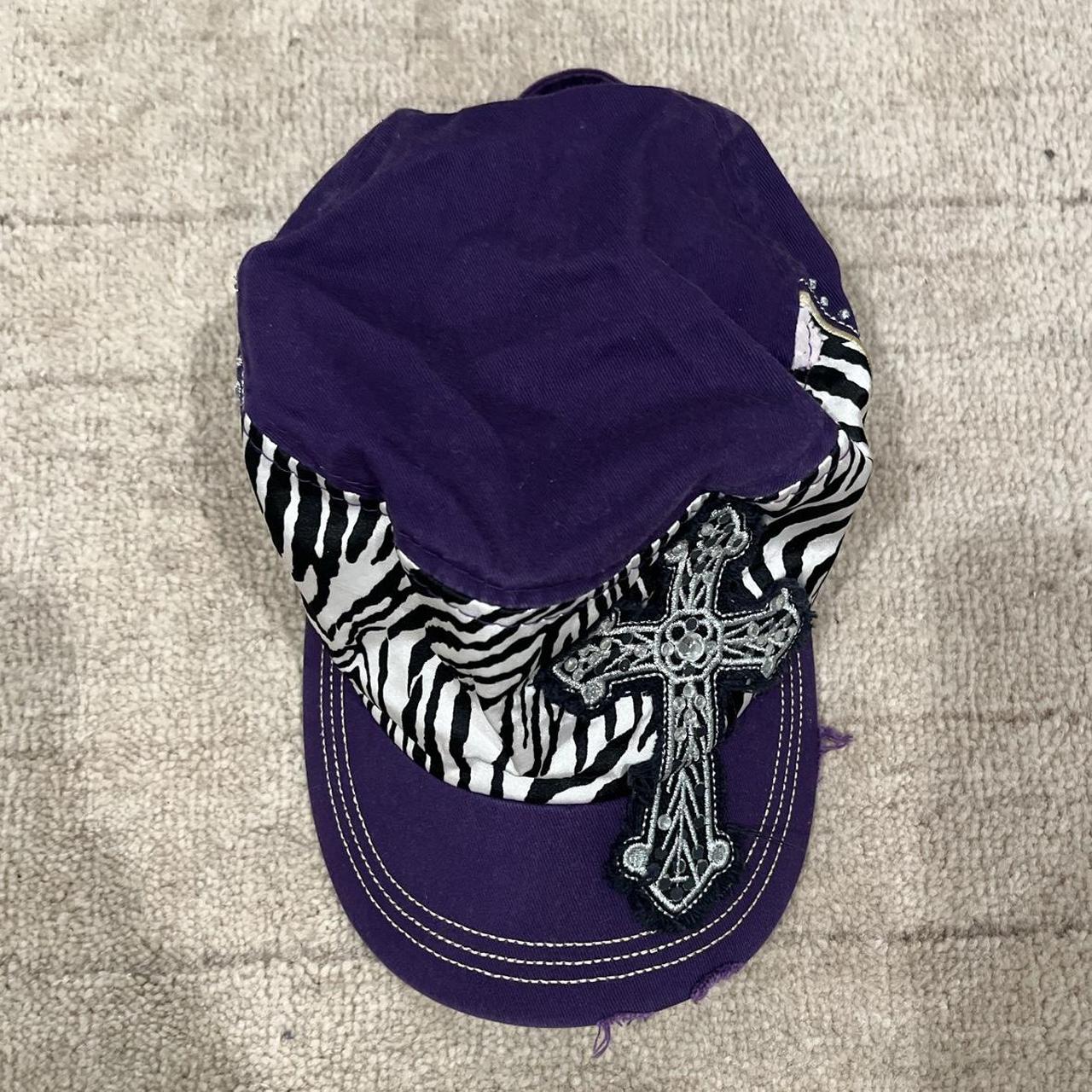 Gorgeous purple zebra print cross hat Dope cross... - Depop