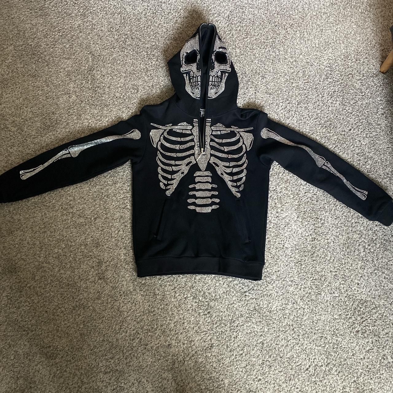 Guapi Full Zip Skeleton Hoodie Size small but fits... - Depop