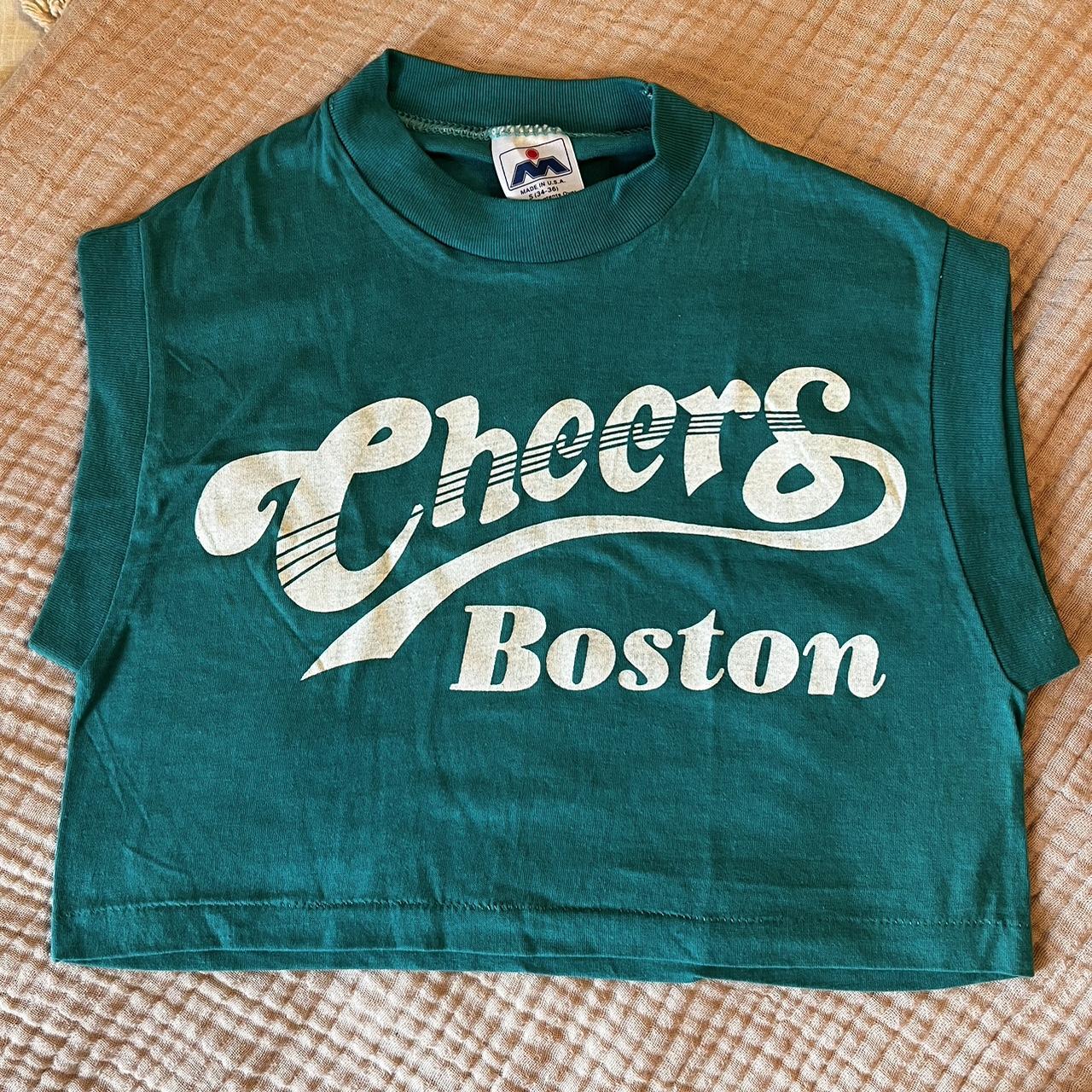 true vintage 80’s Cheers Boston tank vibrant blue... - Depop