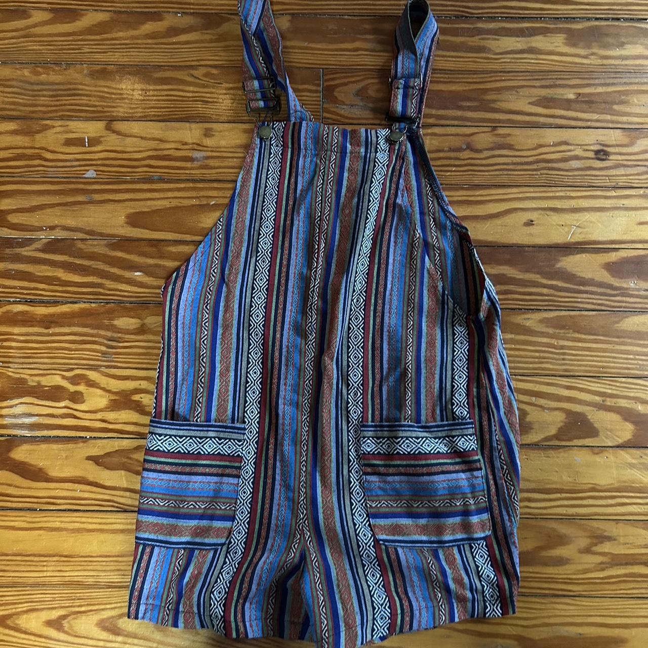 Multi-colored overalls Very comfortable - Depop