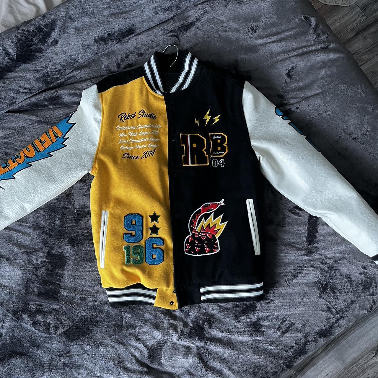 rebel minds varsity jacket - Depop