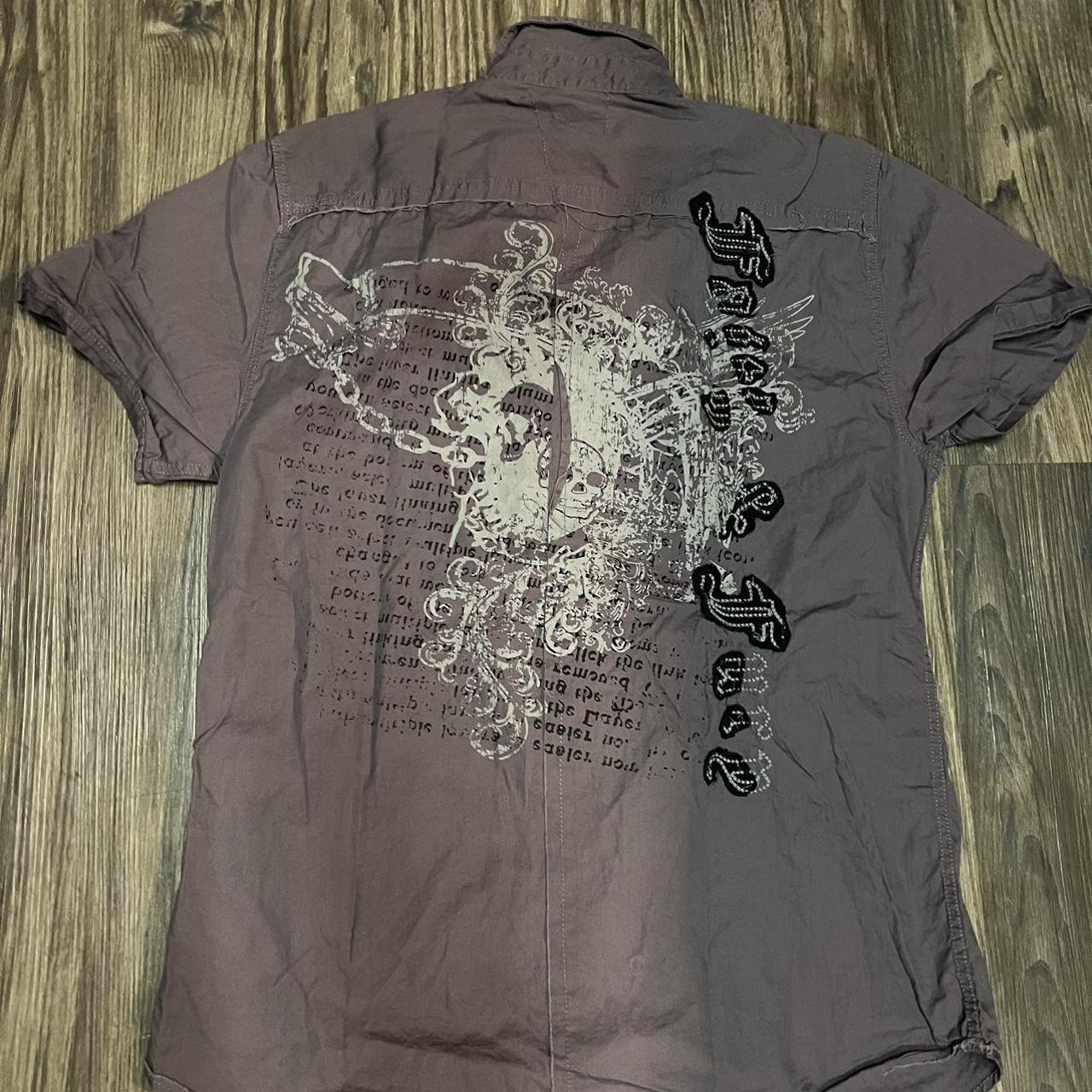 Y2k skull button up shirt size small #Explore #Y2k... - Depop