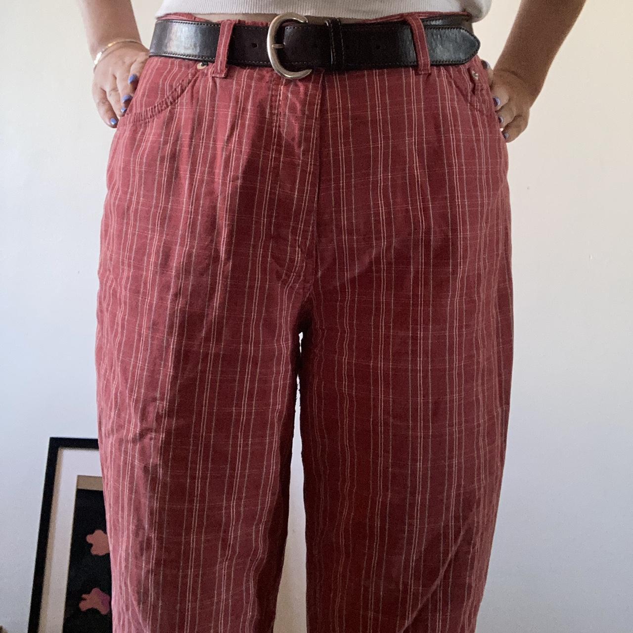 Vintage Red gingham / tartan check trousers. High... - Depop
