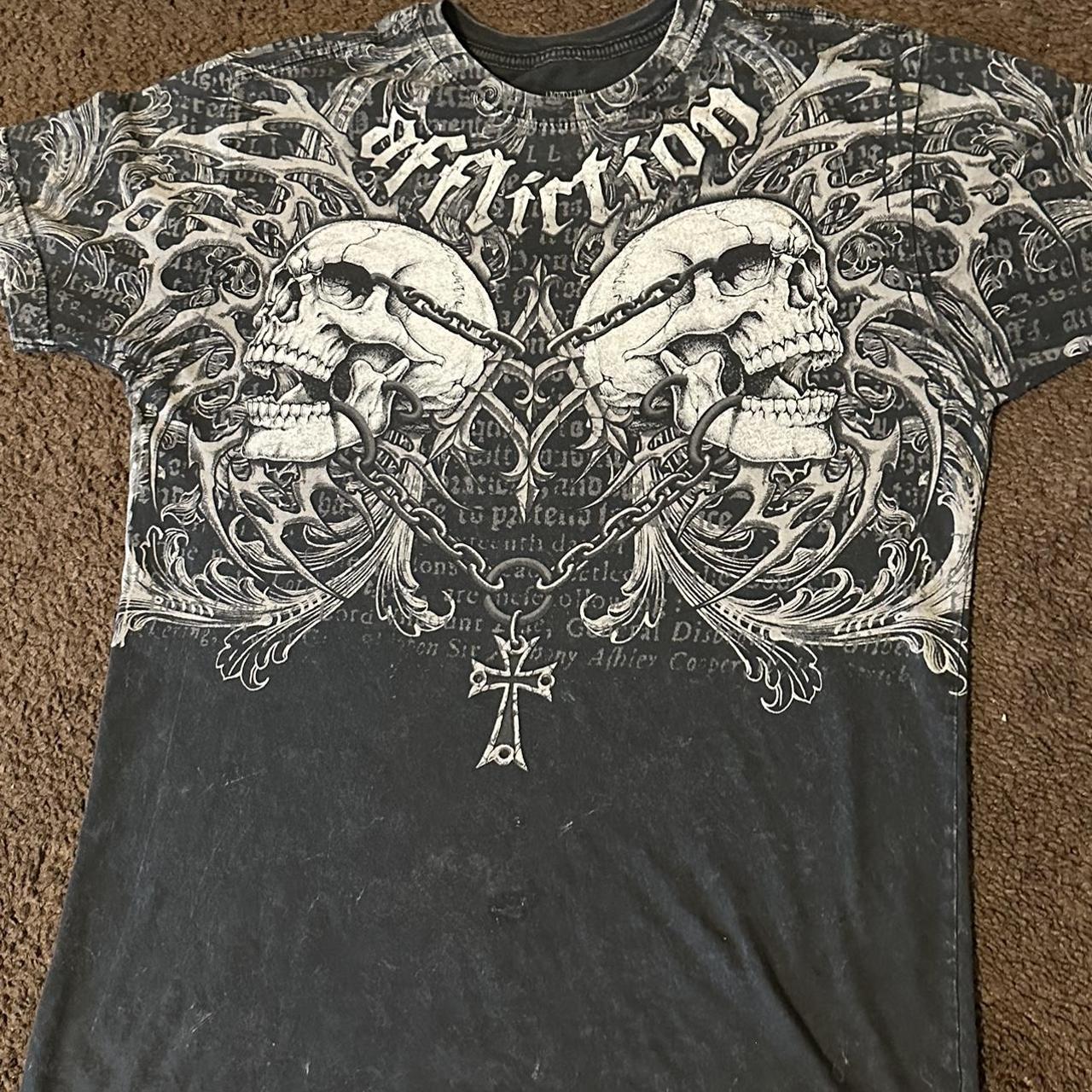 Really nice Affliction Skull Tee Size Medium... - Depop