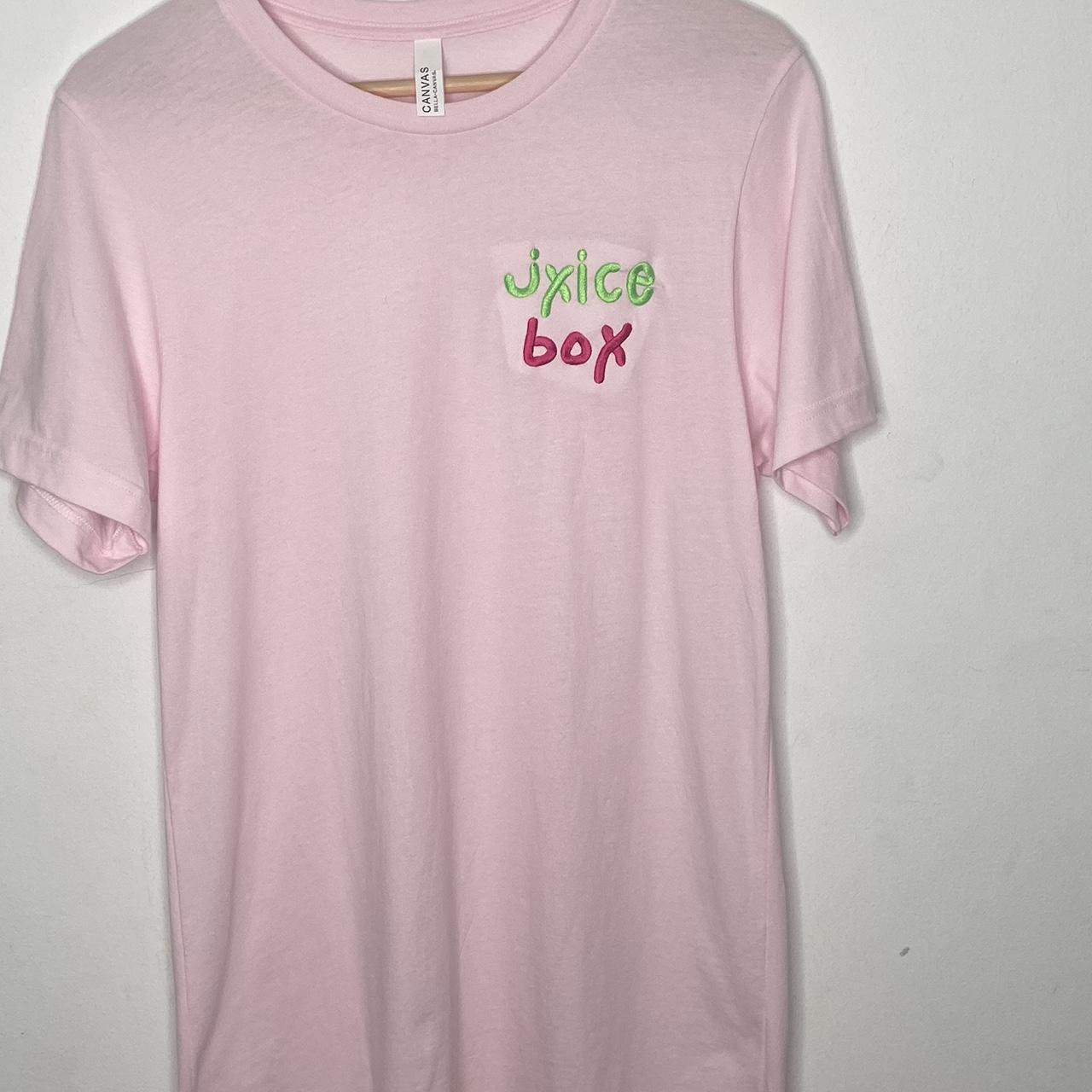 Jxice box embroidered lettering shirt, pink. - Depop