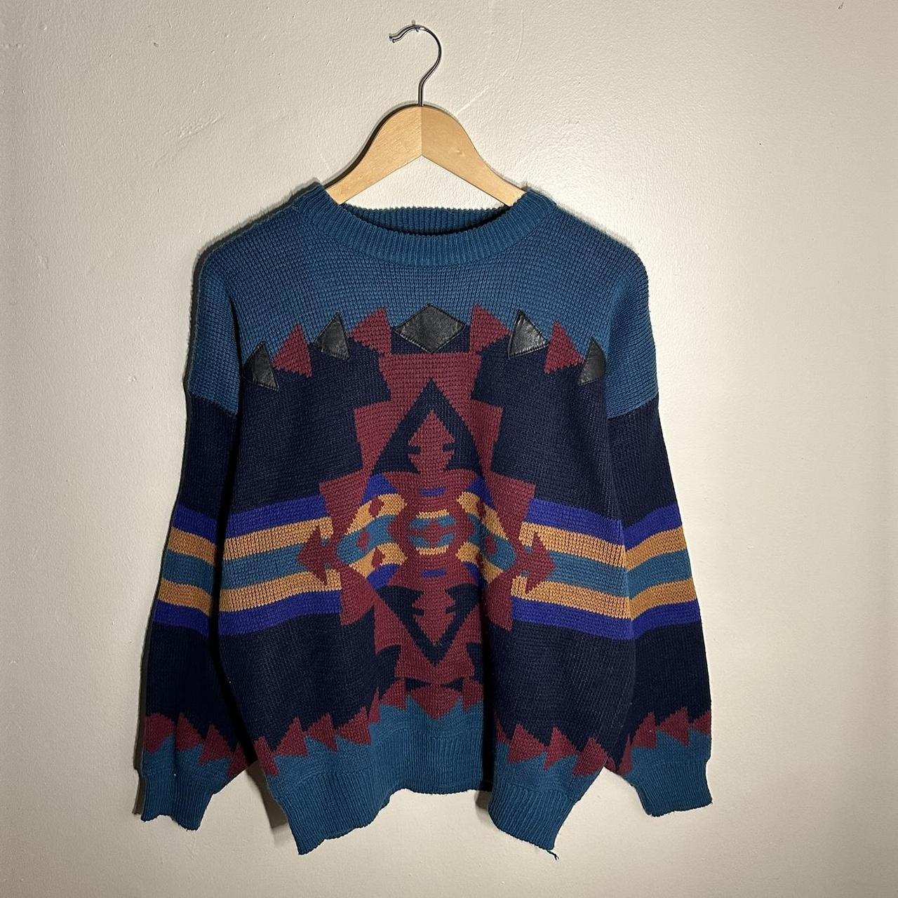 Vintage 90s Southwestern Aztec Pattern Sweater No... | Depop