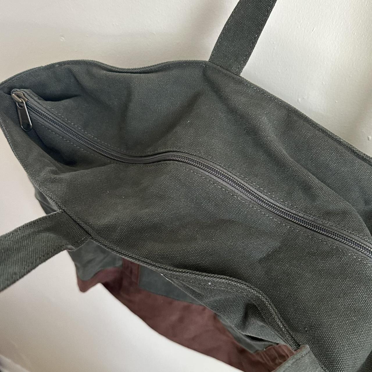 Orvis Green and Brown Canvas Tote Bag with Zipper... | Depop