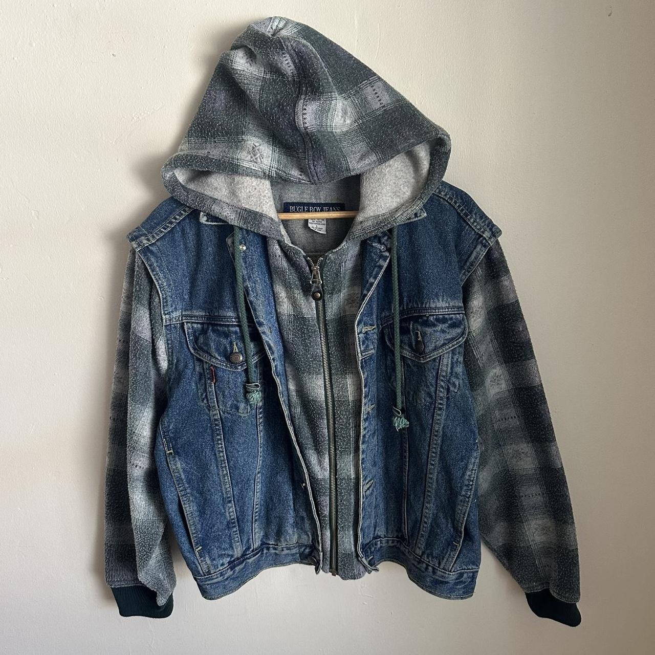 Vintage 90s Bugle Boy Denim Jacket with Built in... | Depop