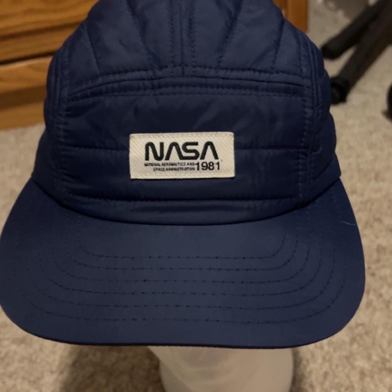 navy nasa hat (5 panel?) adjustable clip for size - Depop