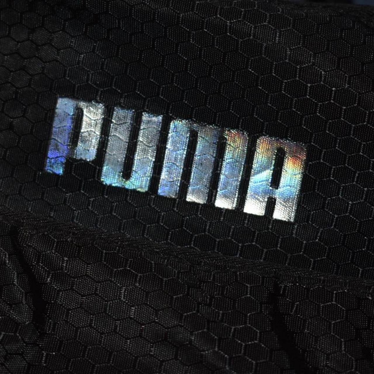 Mini holographic PUMA logo black backpack Has some... - Depop