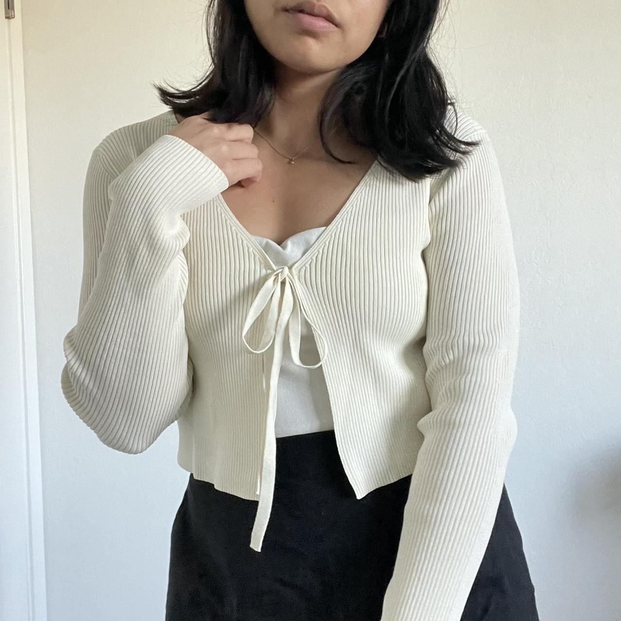 Cream Bow Tie Front Cardigan. Really adorable... - Depop