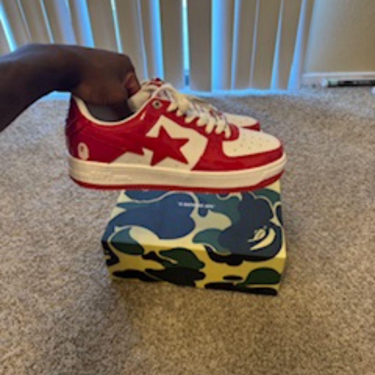 Bapesta Red/White Brand new and unworn Comes with... | Depop