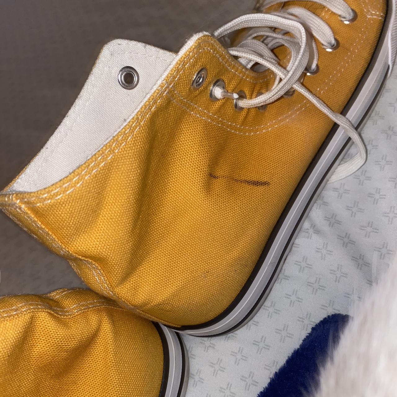 Yellow High top Converse Off brand, minor stain - Depop