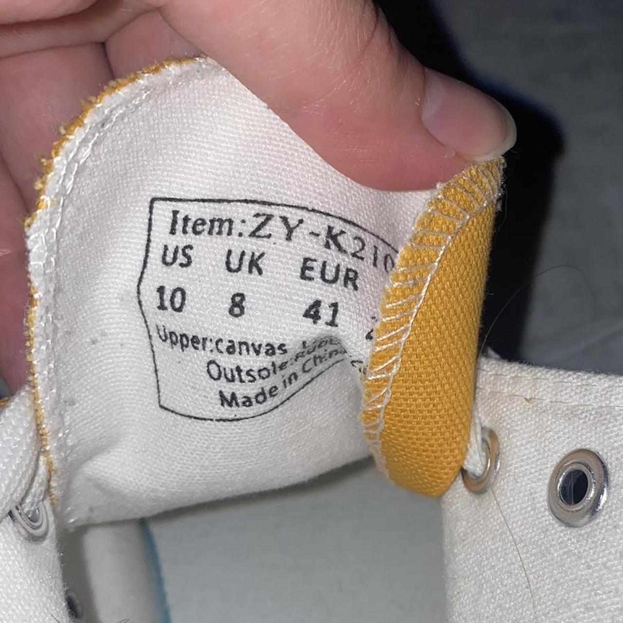 Yellow High top Converse Off brand, minor stain - Depop