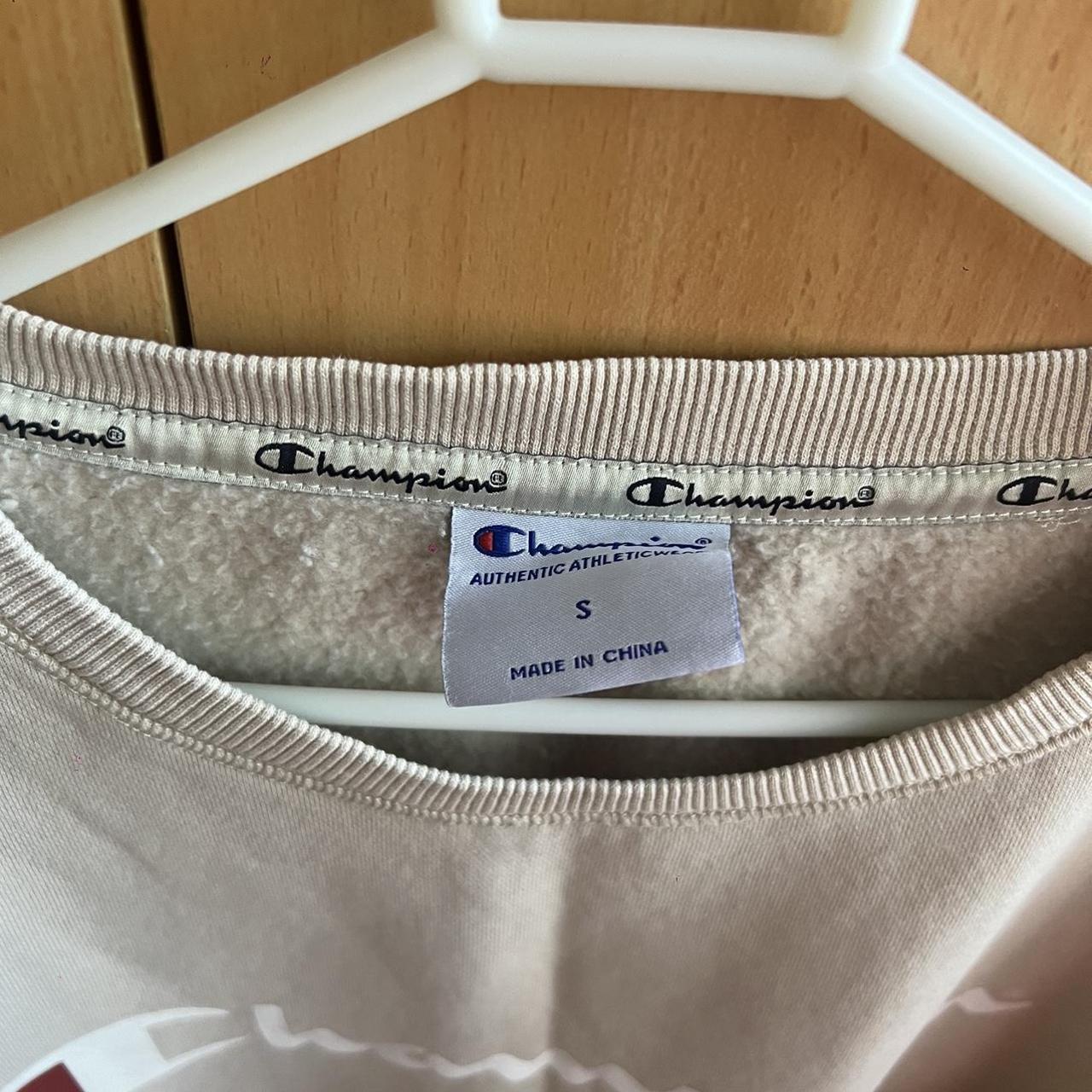 Champion Men's Cream and Tan Sweatshirt | Depop