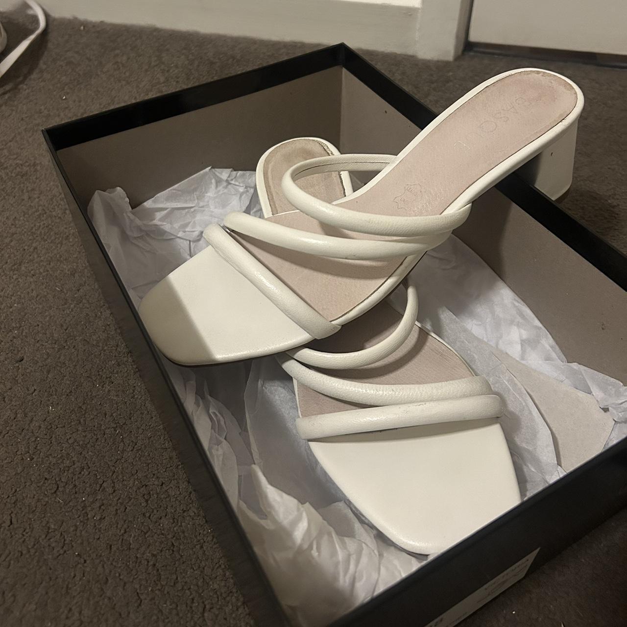 Basque White Victoria heels Worn once minor mark... - Depop