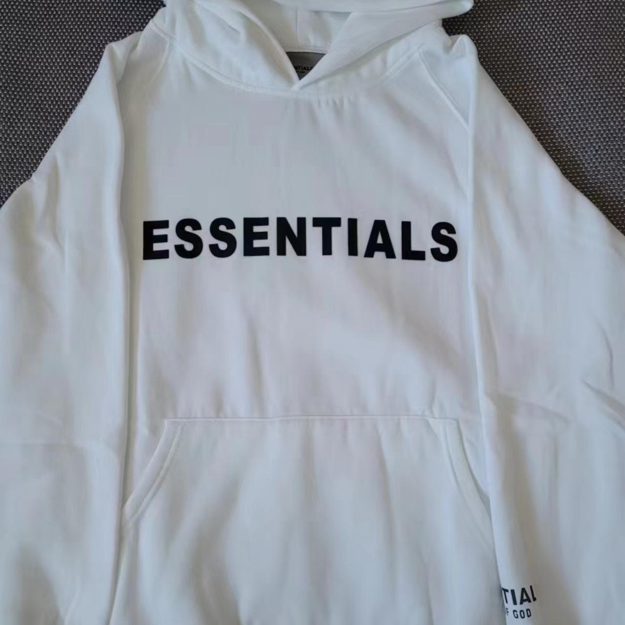 Women Men White Essentials Hoodie Plush Coat Size S... - Depop