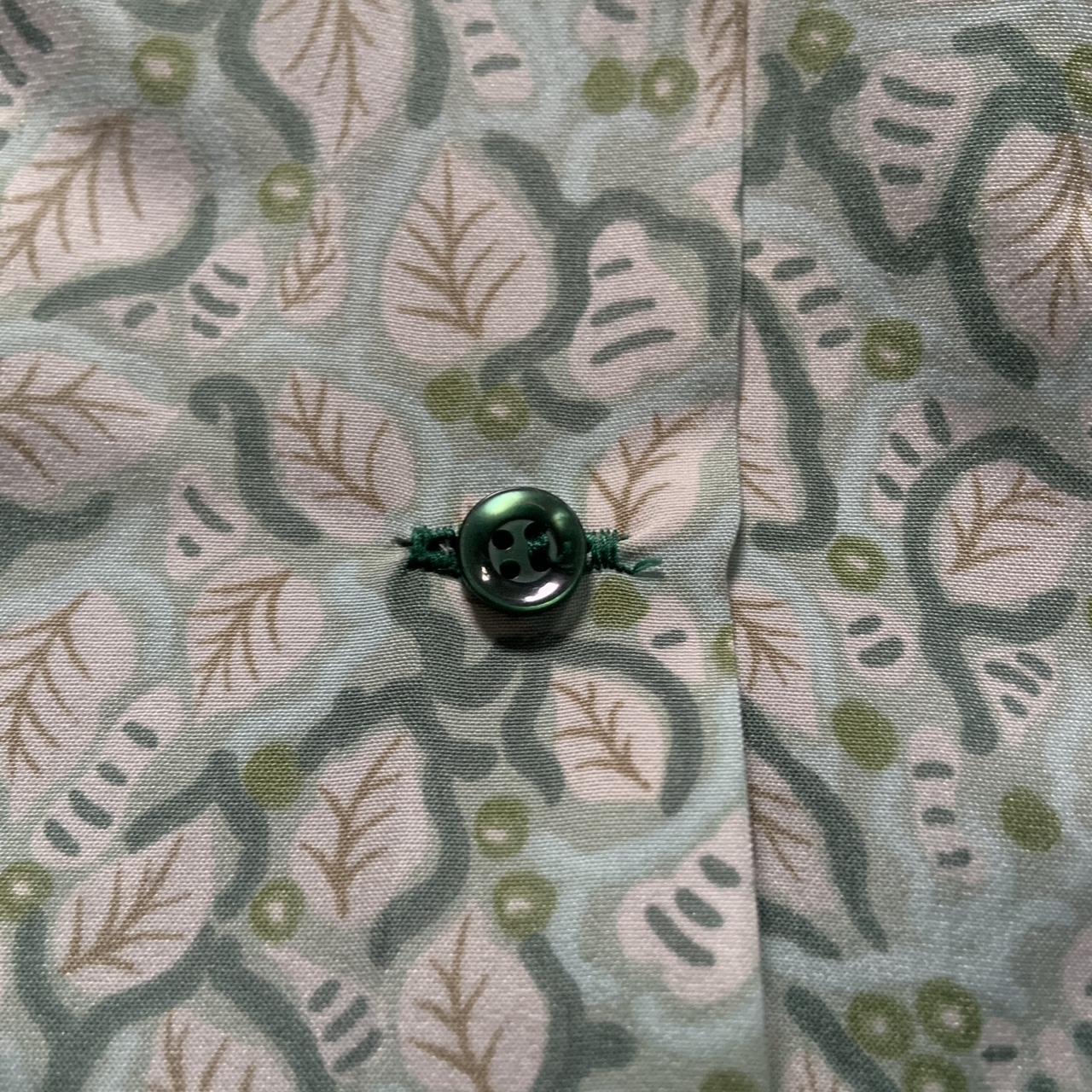 vintage handmade button up shirt with fun green leaf... - Depop