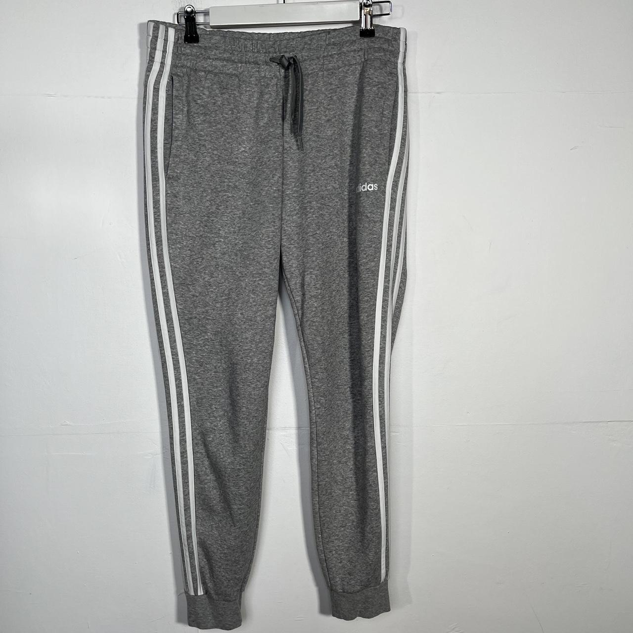 G658 Adidas grey striped trackies Size M 12-14... - Depop