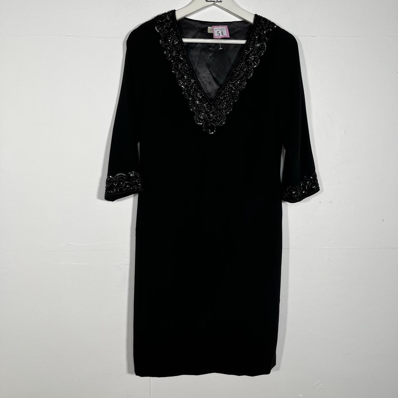 NP54 Monsoon black embellished v neck dress Size... - Depop