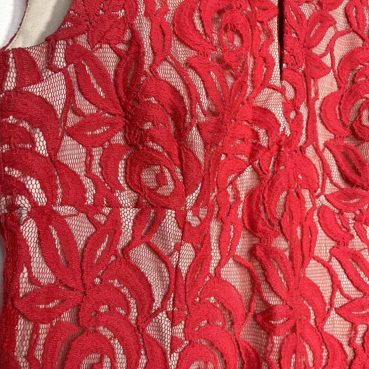 Wallis Women's Red and Cream Dress | Depop