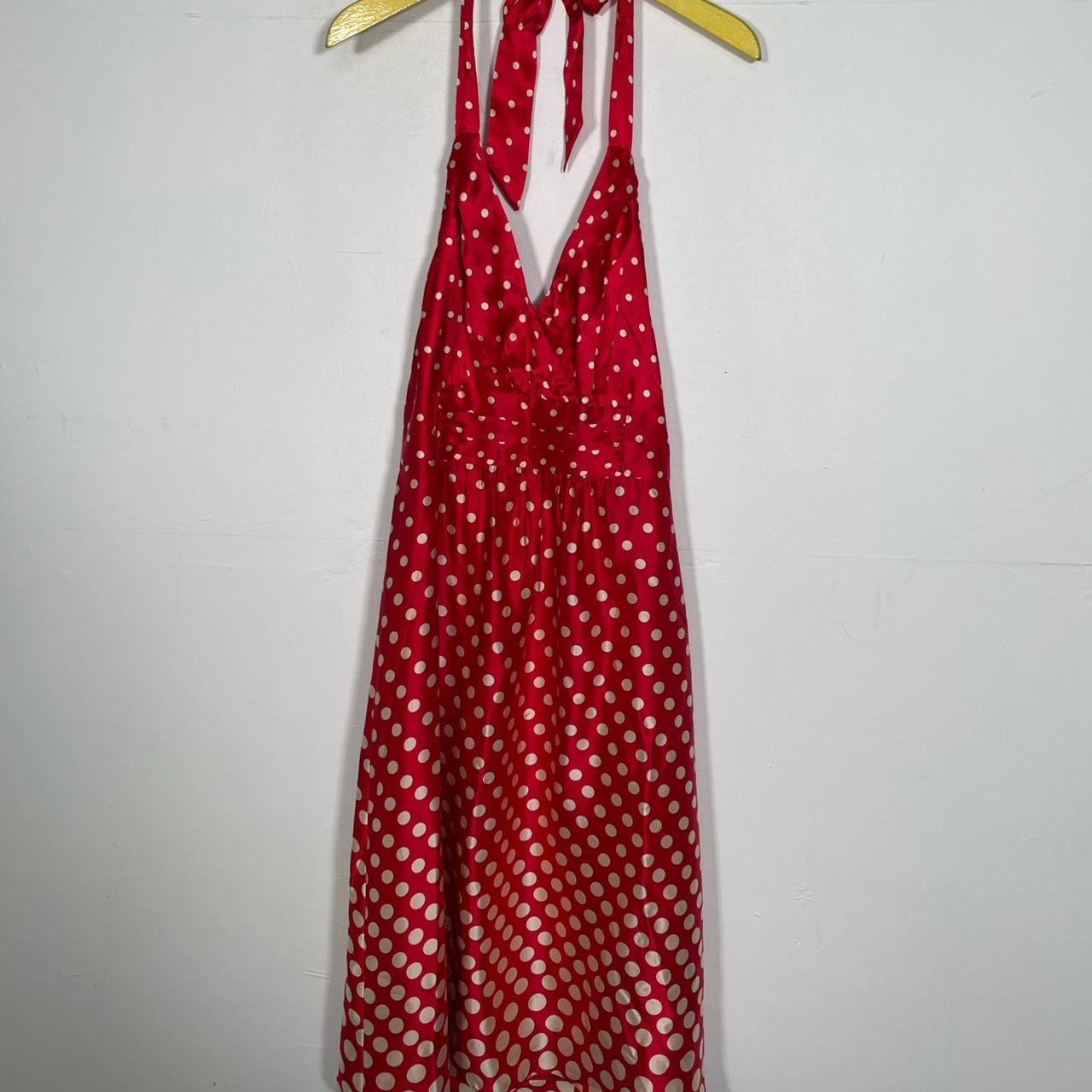 S126 Monsoon red and while polka dot halter neck... - Depop