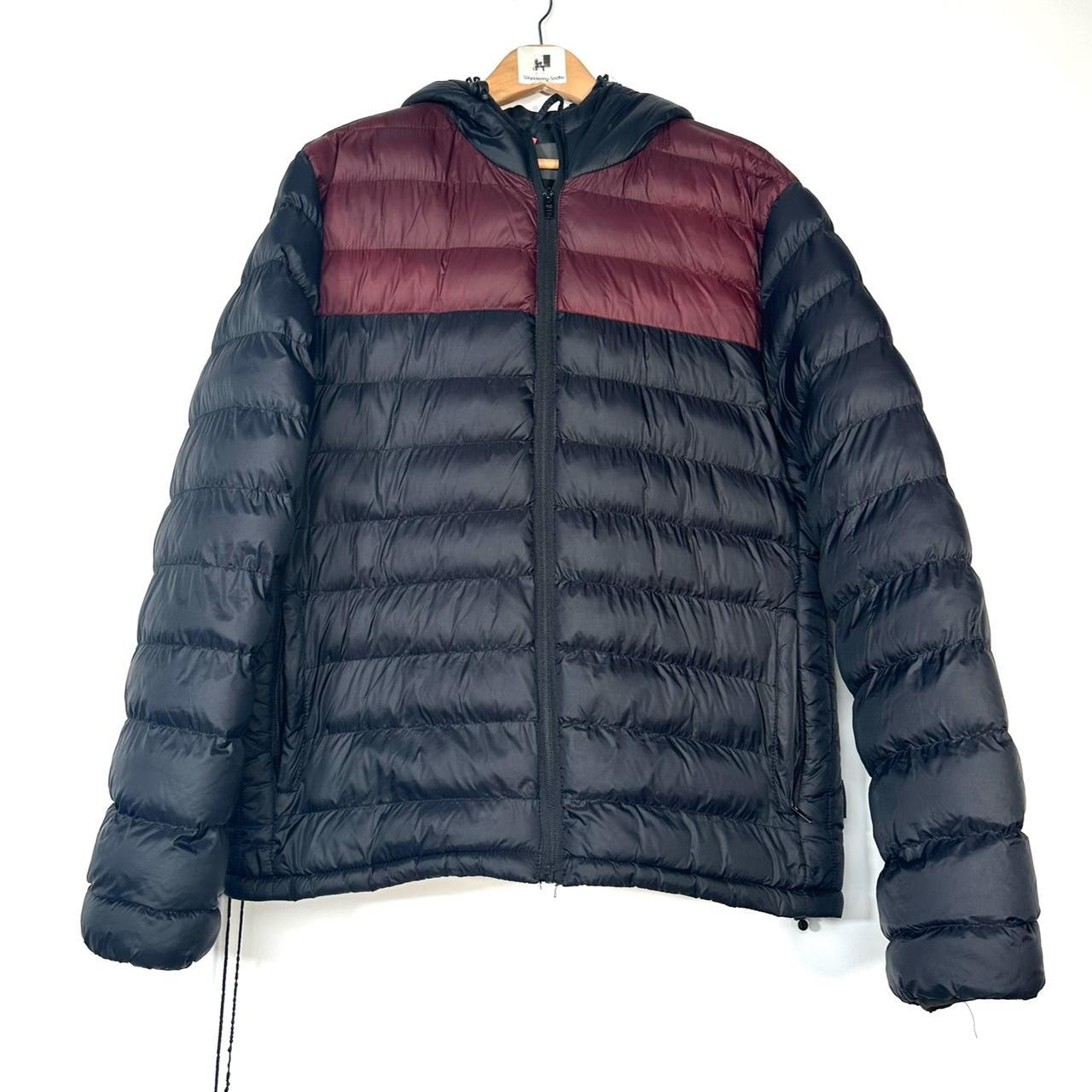 R90 Frenchconnection navy and burgundy puffer... - Depop